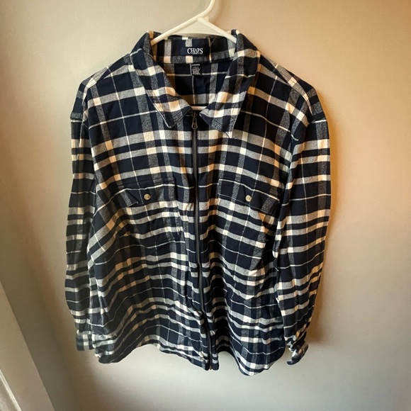 Chaps | Jackets & Coats | Chaps Denim Blue Plaid Zip Up For Men Size 3x ...